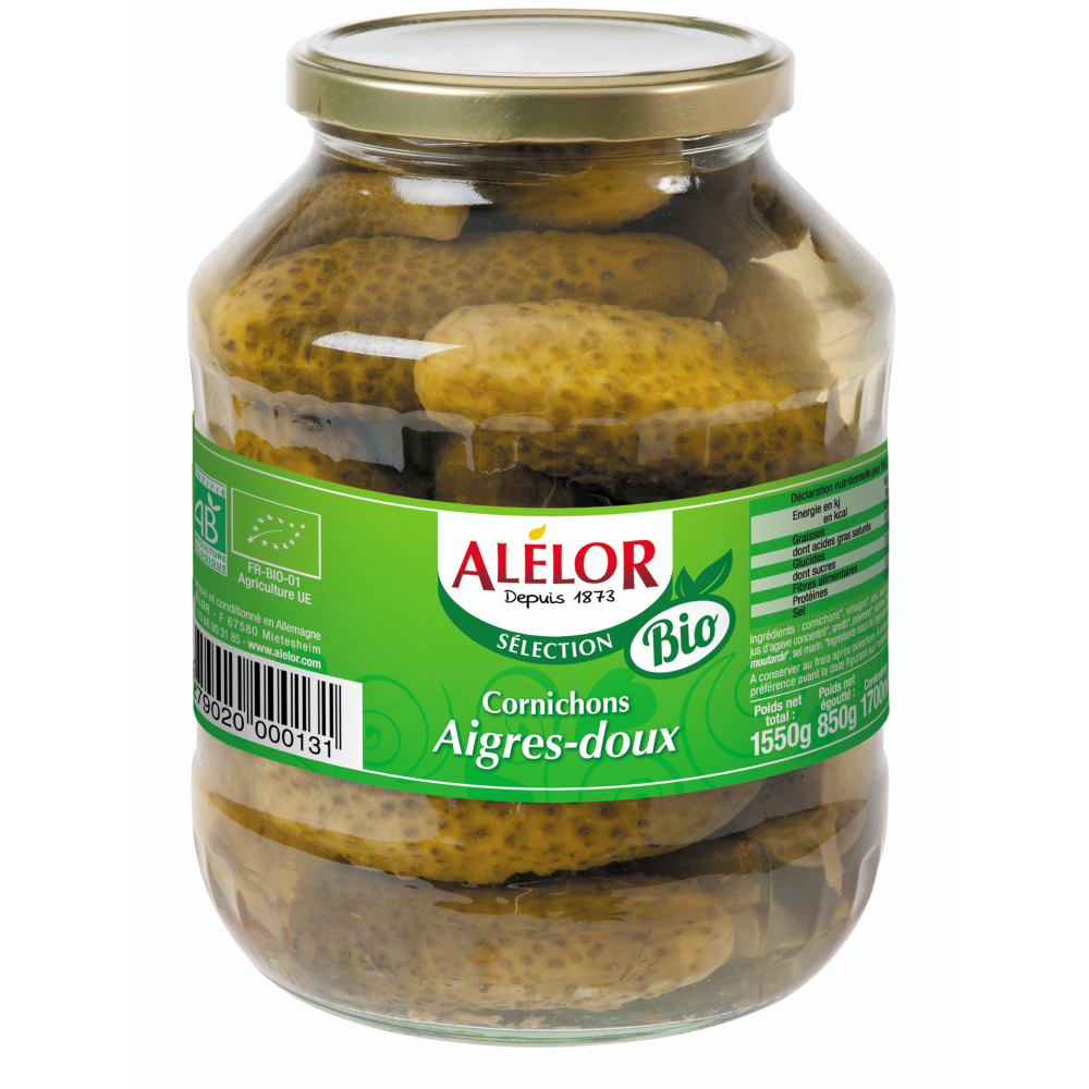 Cornichons aigres-doux Gros Bio - La Boutique des Condiments